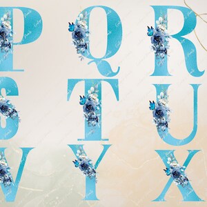 Letters Clipart Blue Foil Letter PNG Light Blue Floral Letters Clipart ...