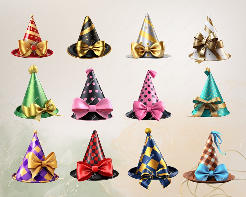 Party Hat Clipart Birthday Clipart Bundle Children Party Decor Clipart ...