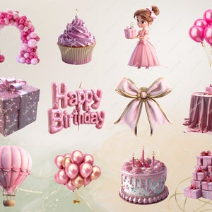 Pink Party Clipart Birthday Clipart Pink Balloon Clipart Children Party ...