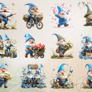 Spring Gnome Clipart Cute Blue Gnome PNG Fairy Tale Clipart Spring PNG ...