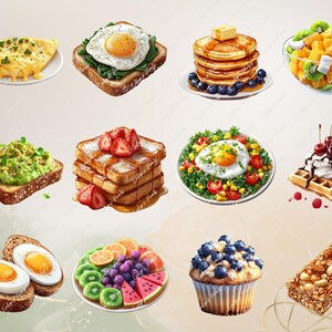 Breakfast Clipart Food PNG Cheese, Avocado Toasts, Eggs, Bread Omelette ...