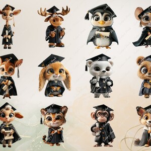Graduation Clipart Animal Graduation PNG Grad Class of 2024 Decor ...