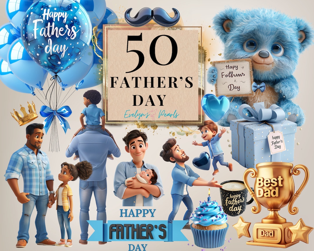 Father's Day Clipart Happy Fathers Day PNG Family Clipart Dad PNG Card ...