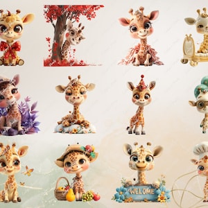 Giraffe Clipart Cute Baby Giraffe PNG Nursery Decor Clipart Safari ...