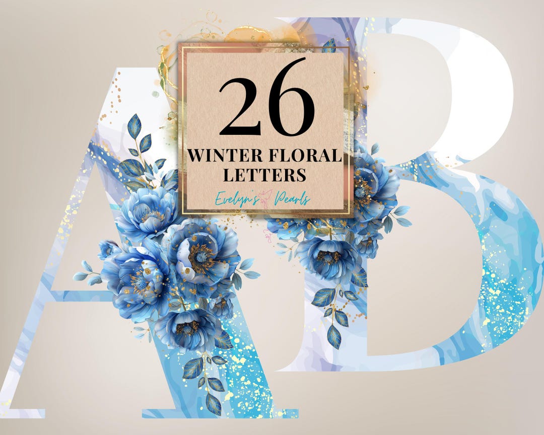 Letters Clipart Winter Letters PNG Floral Letters Clipart Fancy Font ...