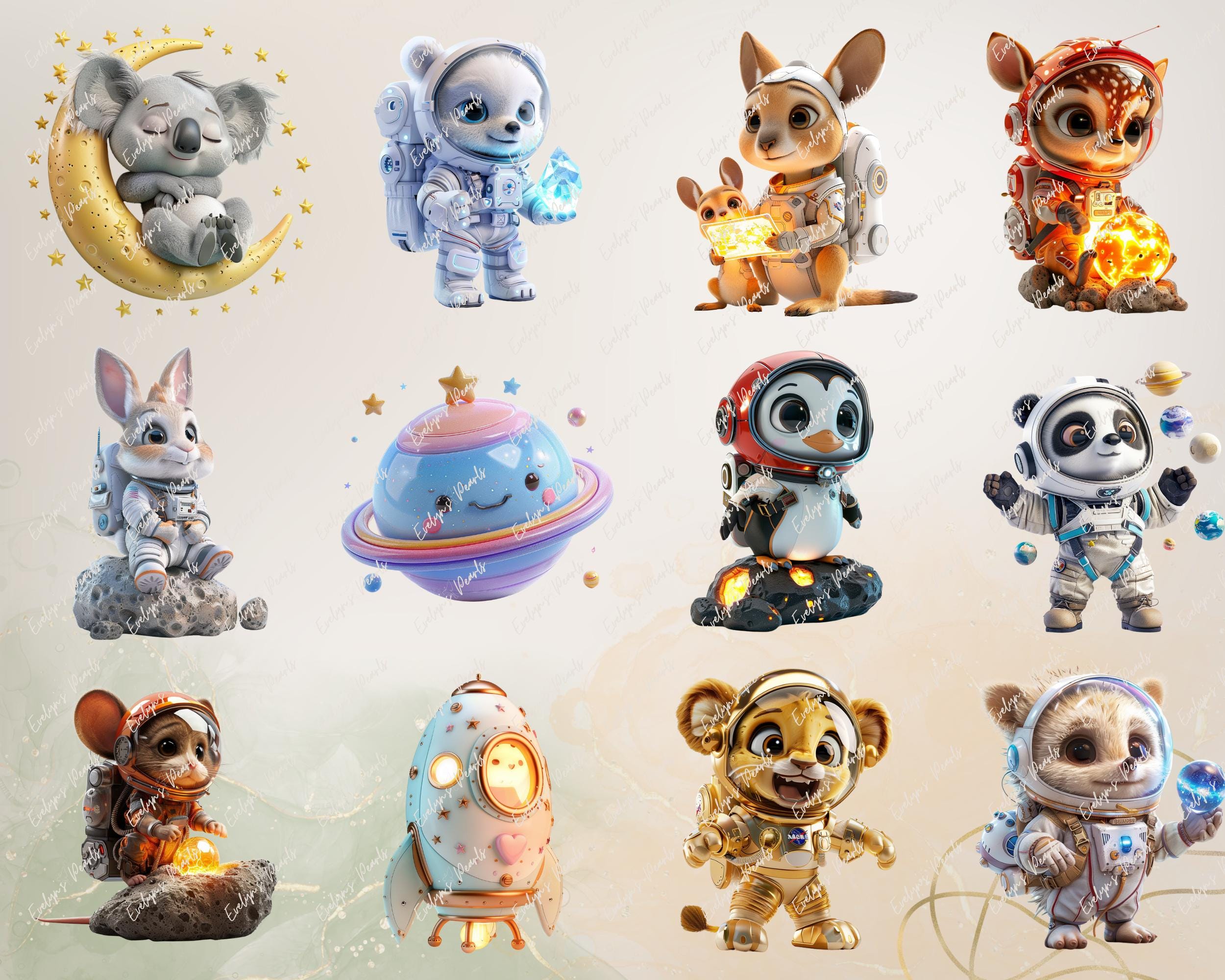 Animals Clipart Space Animals PNG Cute Animals Clipart Astronaut ...