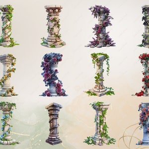 Floral Pillars Clipart Fancy Pillar PNG Spring Flower PNG Garden ...
