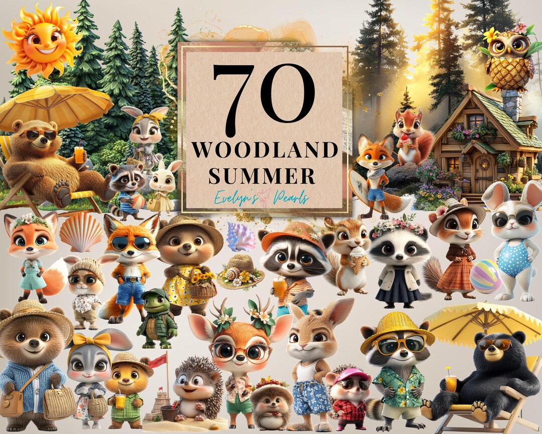Woodland Summer Clipart Summer Animals PNG Woodland Clipart Forest ...