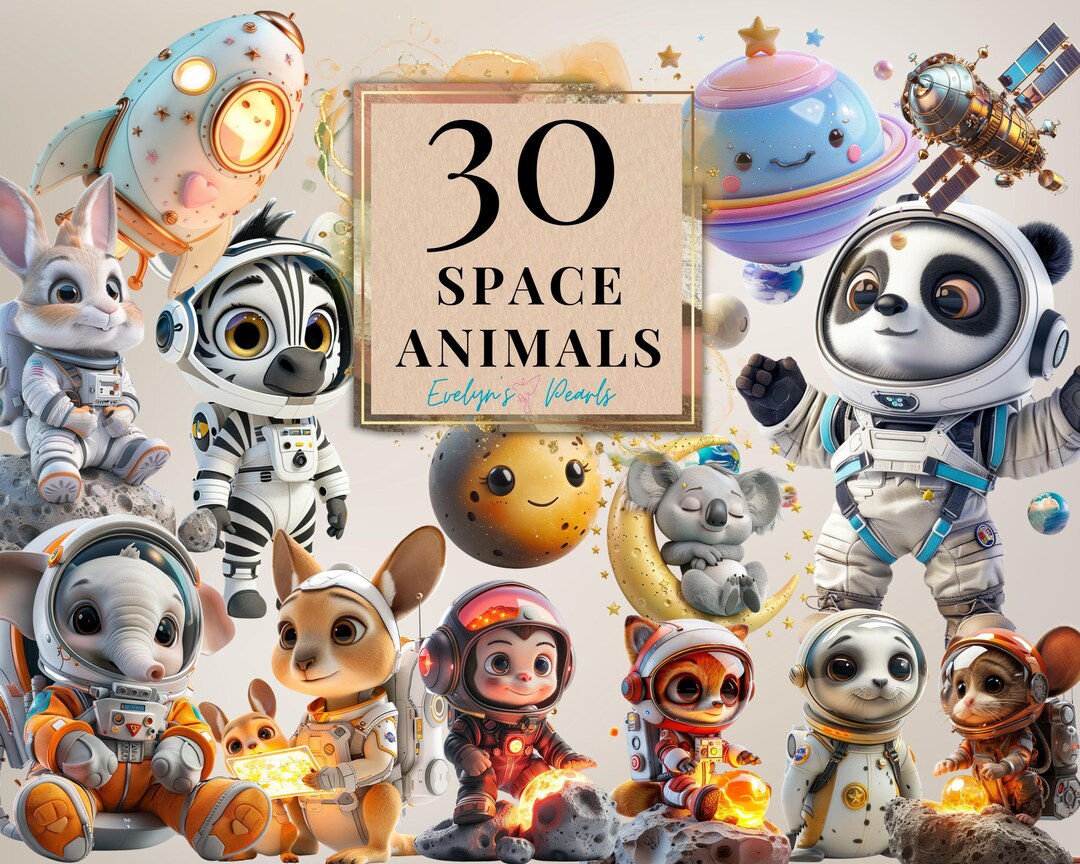 Animals Clipart Space Animals PNG Cute Animals Clipart Astronaut ...