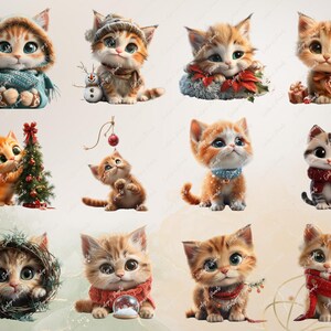 Winter Cat Clipart Festive Kitten PNG Cute Cat Clipart Animal PNG ...