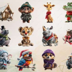 Safari Clipart Safari Winter PNG Safari Festive Clipart Jungle Animal ...