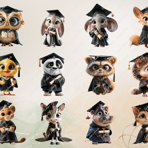 Graduation Clipart Animal Graduation PNG Grad Class of 2024 Decor ...