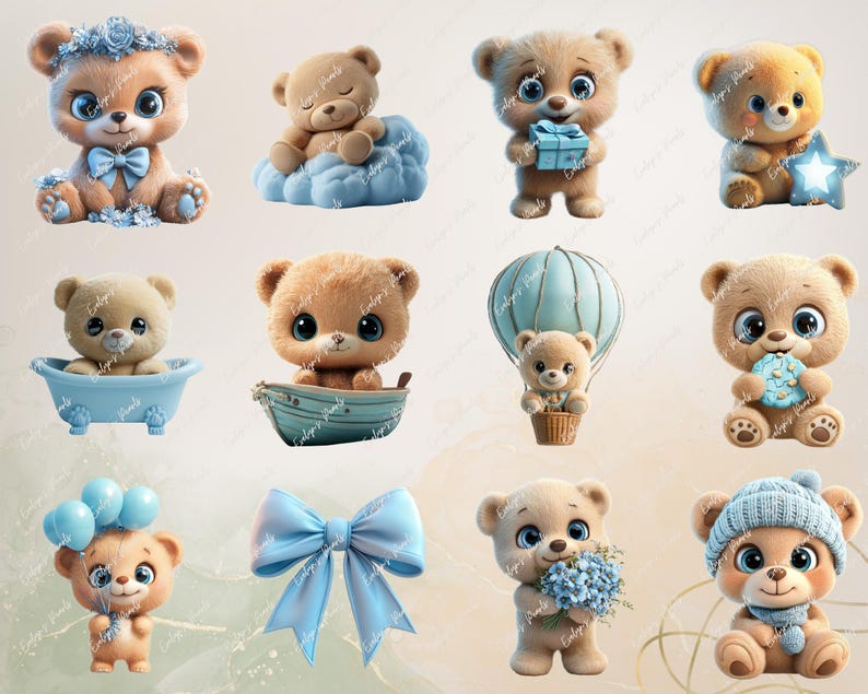 Blue Teddy Bear Clipart Blue Baby Shower PNG Its a Boy Clipart Boy ...