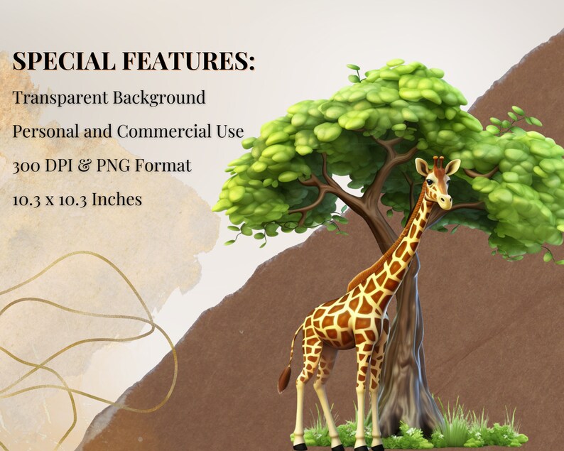 Giraffe Clipart Cute Baby Giraffe Clipart PNG Safari Animal Clipart ...
