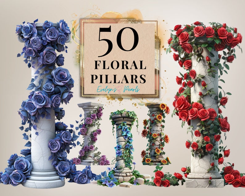 Floral Pillars Clipart Fancy Pillar PNG Spring Flower PNG Garden ...