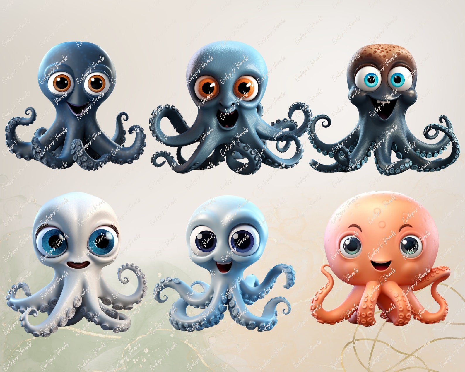 Octopus Clipart Sea Life PNG Sea Creature Clipart Under the Ocean ...