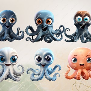 Octopus Clipart Sea Life PNG Sea Creature Clipart Under the Ocean ...