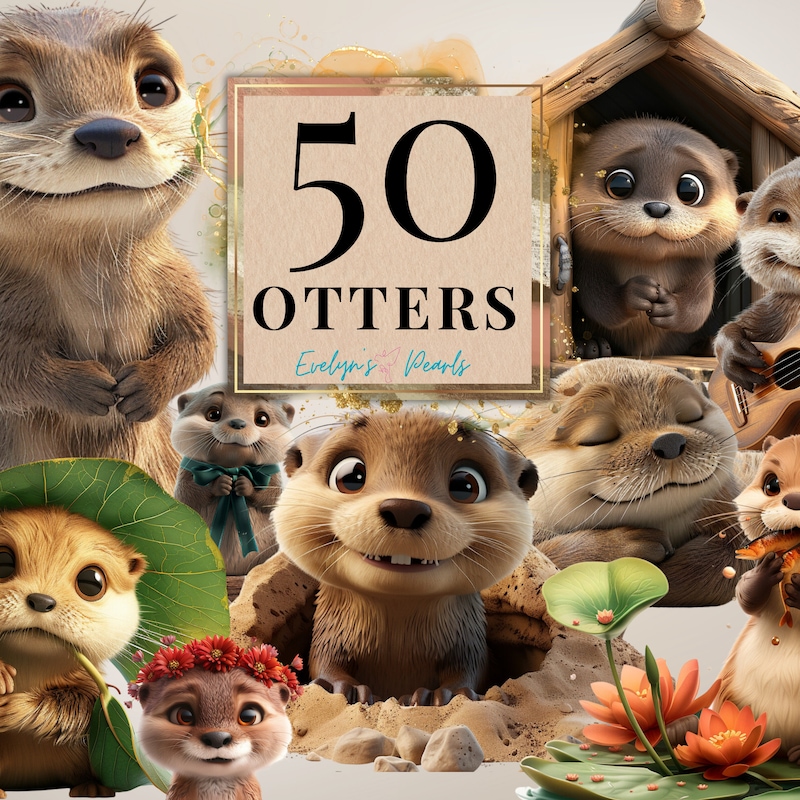 Otter Cartoon - Etsy UK