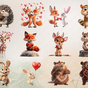 Valentines Day Clipart Woodland Animals PNG Animal Love Clipart Cute ...