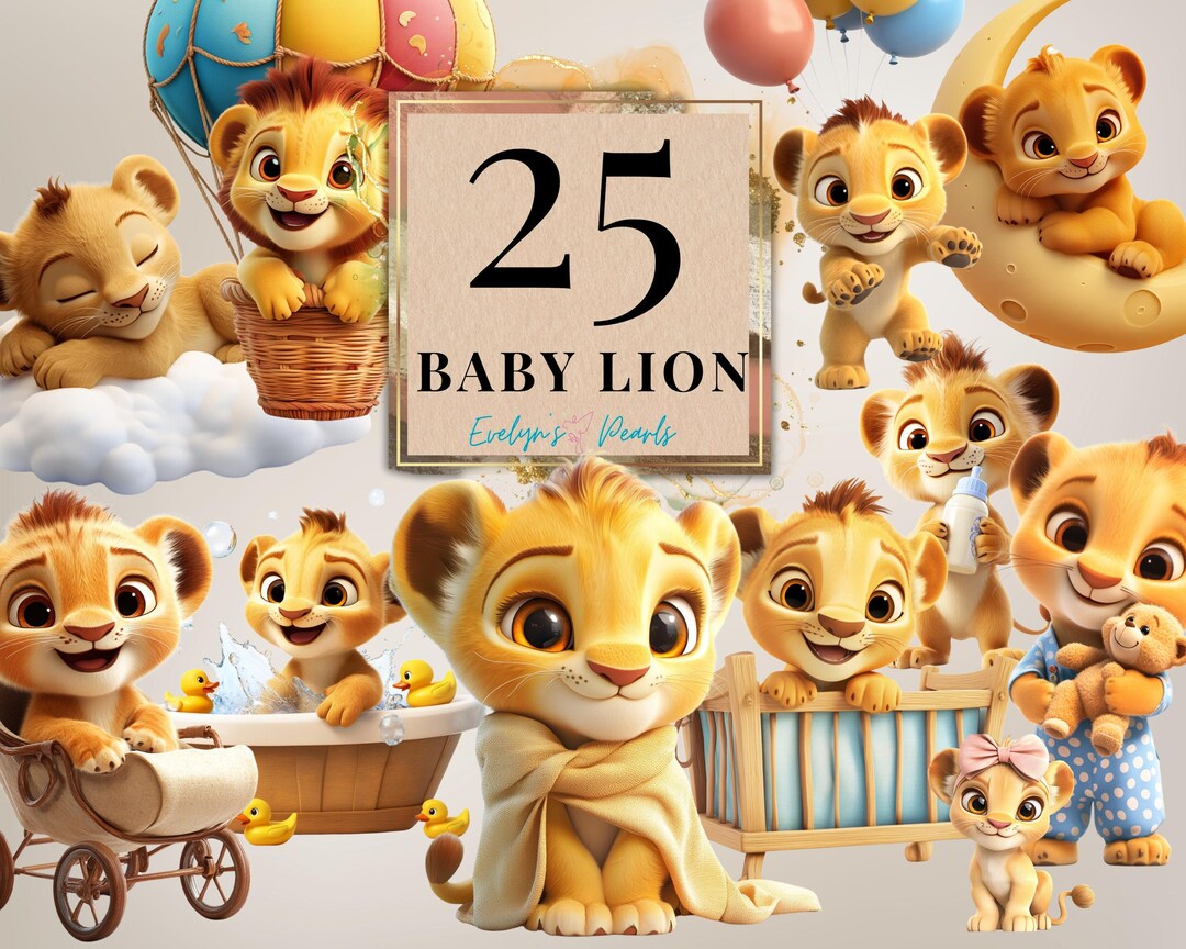 Lion Clipart Baby Lion PNG Baby Animals Clipart Cute Safari Animals ...