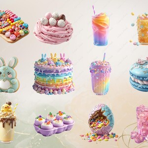 Dessert Clipart Bunny Sweet Treats PNG Pastel Clipart Spring PNG Bunny ...