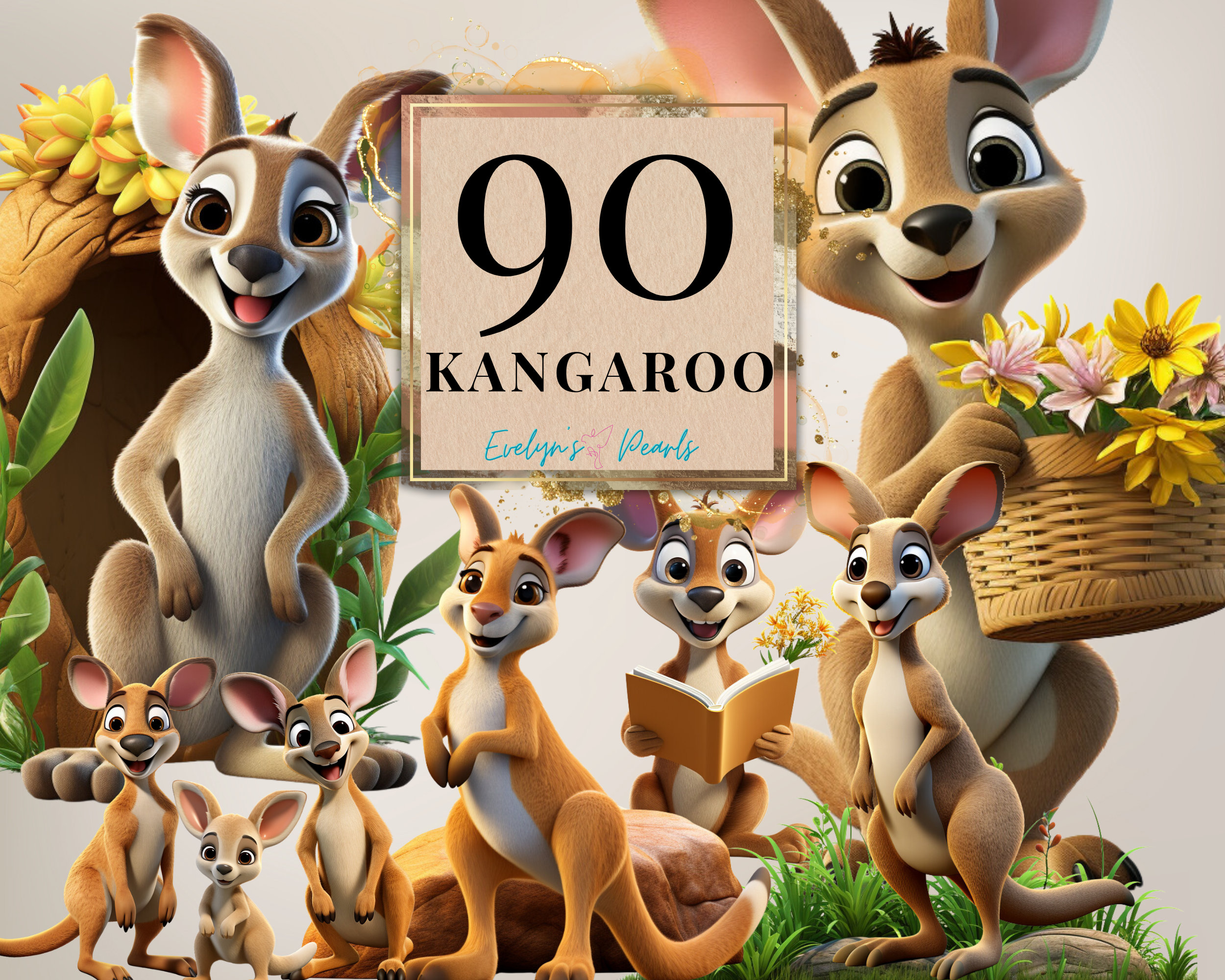 Kangaroo Clipart Cute Kangaroo PNG Australian Animal Clipart Safari ...