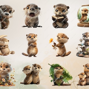 Otter Clipart Cute Otter PNG Woodland Animal Clipart Forest Animal PNG ...