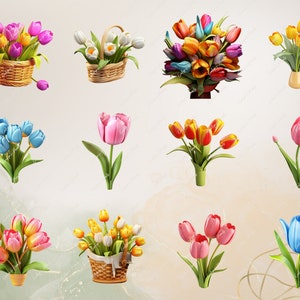 Flower Clipart Tulip Flower PNG Spring Clipart Summer Floral Clipart ...