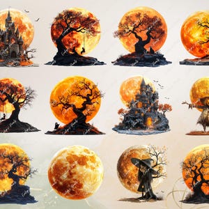 Moon Clipart Spooky Moon PNG Spooky Clipart Scary Decor PNG Festive ...