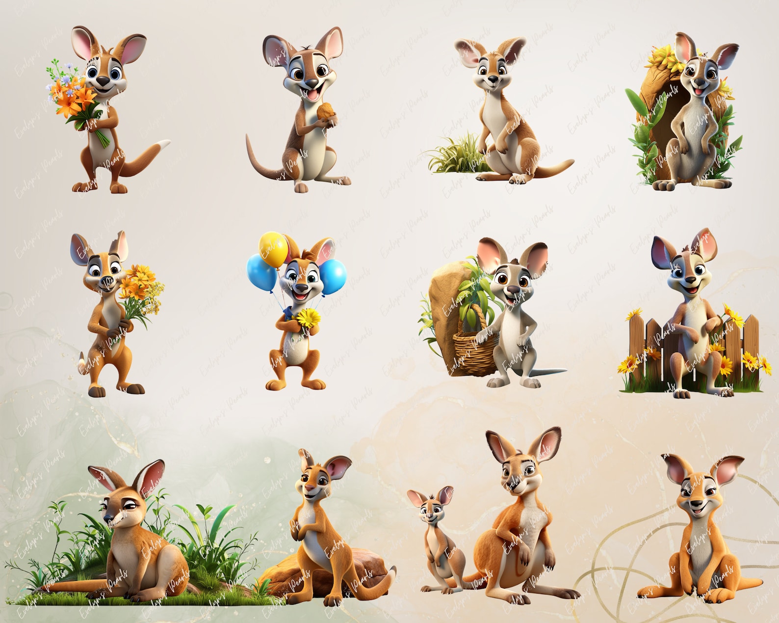 Kangaroo Clipart Cute Kangaroo PNG Australian Animal Clipart Safari ...