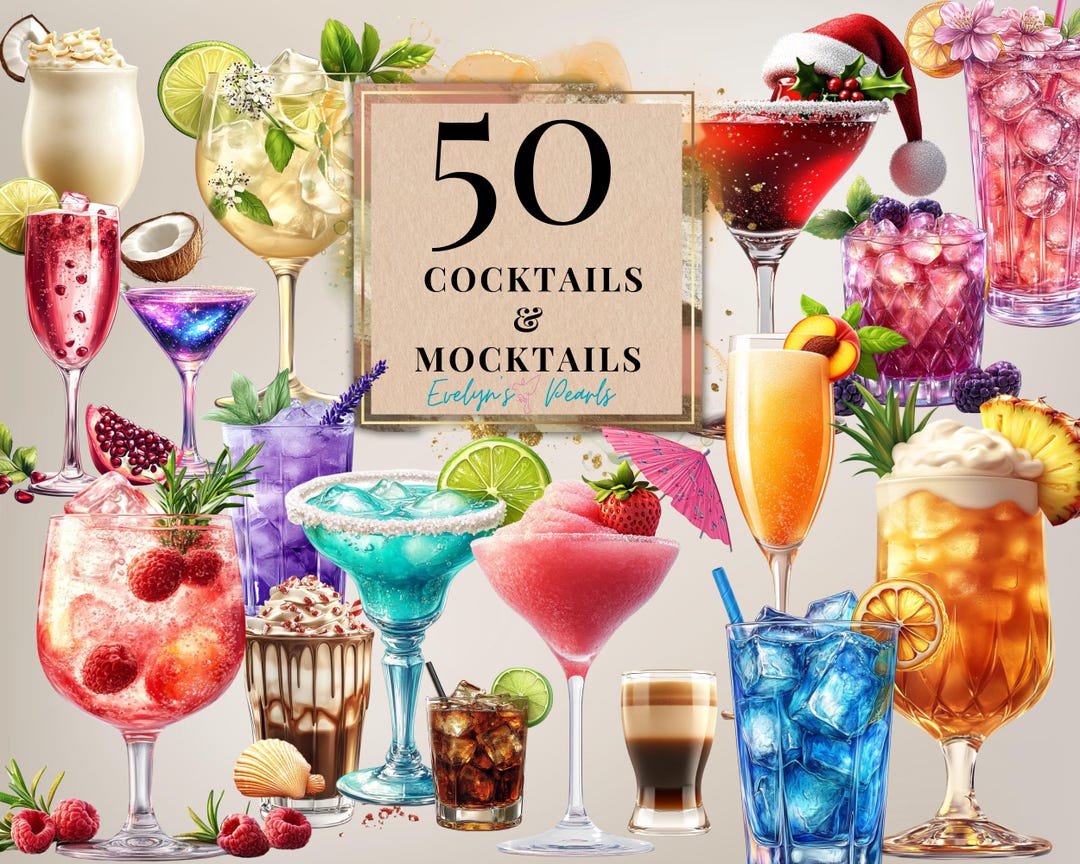 Cocktails & Mocktails Clipart Summer Drinks PNG Wedding Cocktails ...