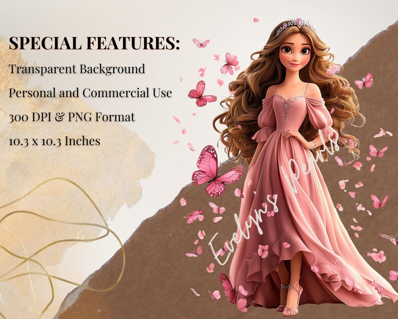 Princess Clipart Pink Princess PNG Fairy Tale Clipart Children Party ...