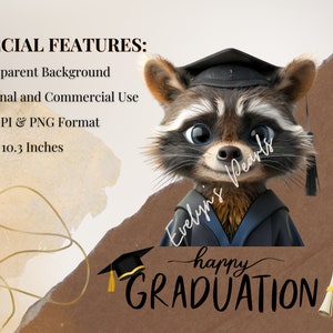 Graduation Clipart Animal Graduation PNG Grad Class of 2024 Decor ...