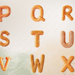 Letters Clipart 3D Orange Bubble Letters PNG 26 English Alphabet ...