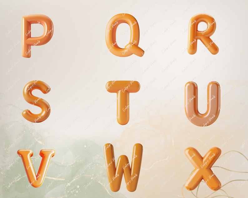 Letters Clipart 3D Orange Bubble Letters PNG 26 English Alphabet ...