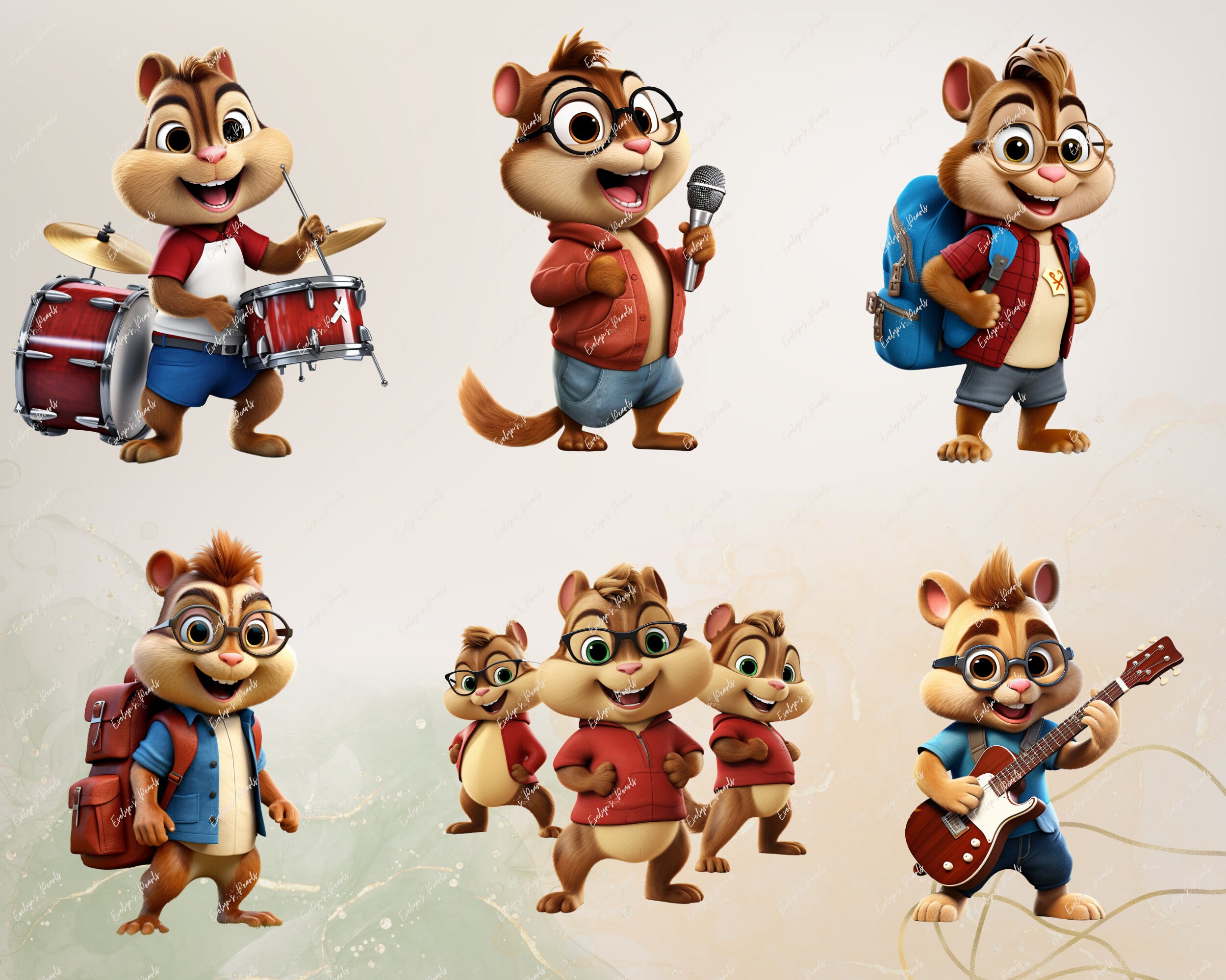 Chipmunks Clipart Cute Chipmunks PNG Animal Clipart Nursery Wall Art ...