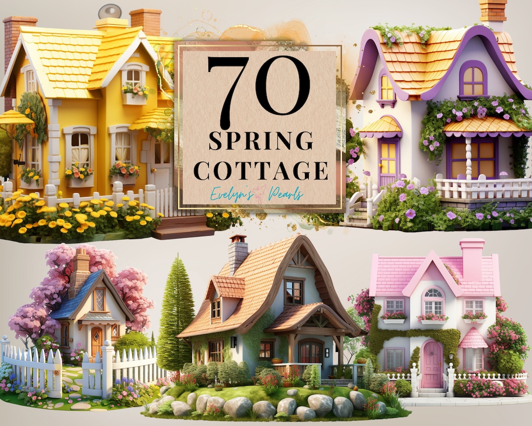 House Clipart Spring Cottage Clipart Spring PNG Floral House Clipart ...