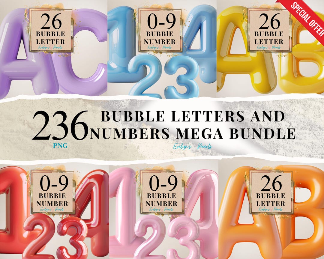 Letters and Numbers Mega Bundle Clipart Pink, Blue, Yellow, Orange ...