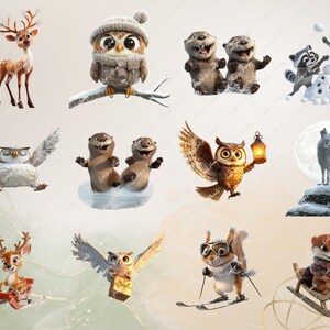 Winter Animals Clipart Winter Woodland PNG Frosty Forest Clipart ...
