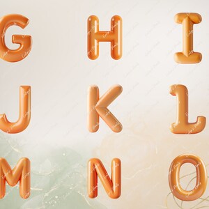 Letters Clipart 3D Orange Bubble Letters PNG 26 English Alphabet ...