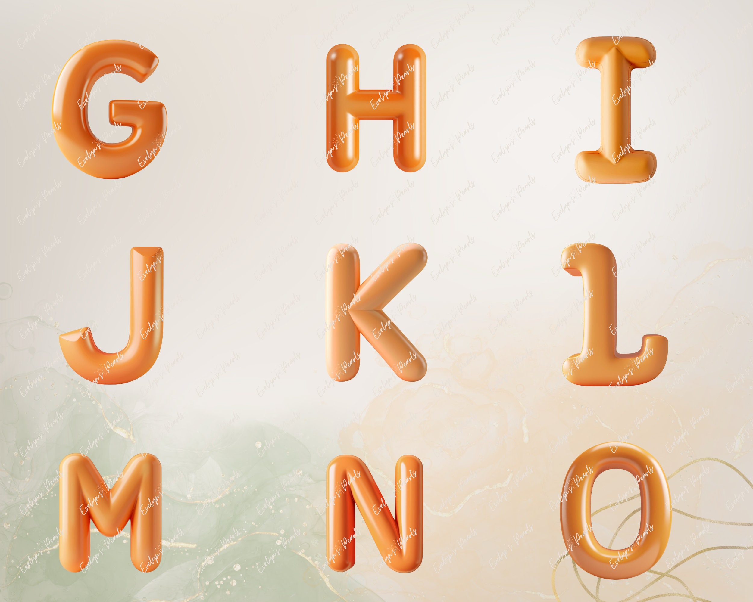 Letters Clipart 3D Orange Bubble Letters PNG 26 English Alphabet ...