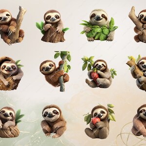 Sloth Clipart Cute Sloth PNG Woodland Animal Clipart Forest Animal PNG ...