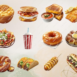 Fast Food Clipart Junk Food PNG Burger Pizza Clipart Tacos PNG Hotdog ...