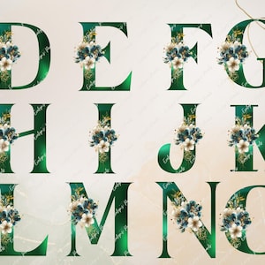 Letters Clipart Emerald Green Letter PNG Green Floral Letters Clipart ...