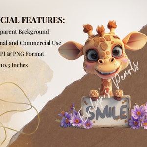 Giraffe Clipart Cute Baby Giraffe PNG Nursery Decor Clipart Safari ...