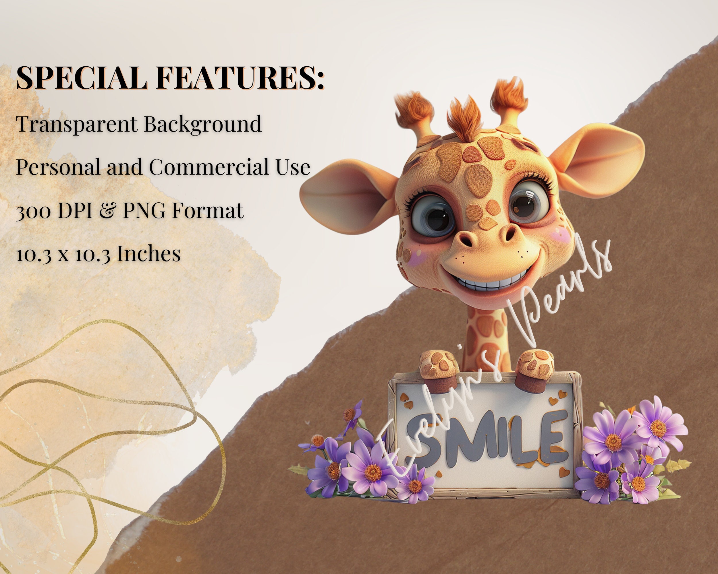 Giraffe Clipart Cute Baby Giraffe PNG Nursery Decor Clipart Safari ...