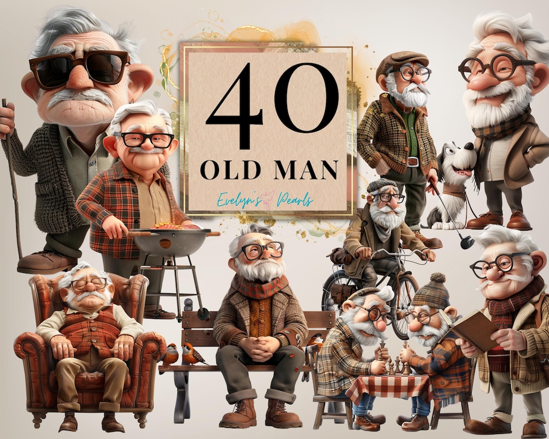 Old Man Clipart Funny Old Grandpa PNG Quirky Oldy Clipart Elderly ...