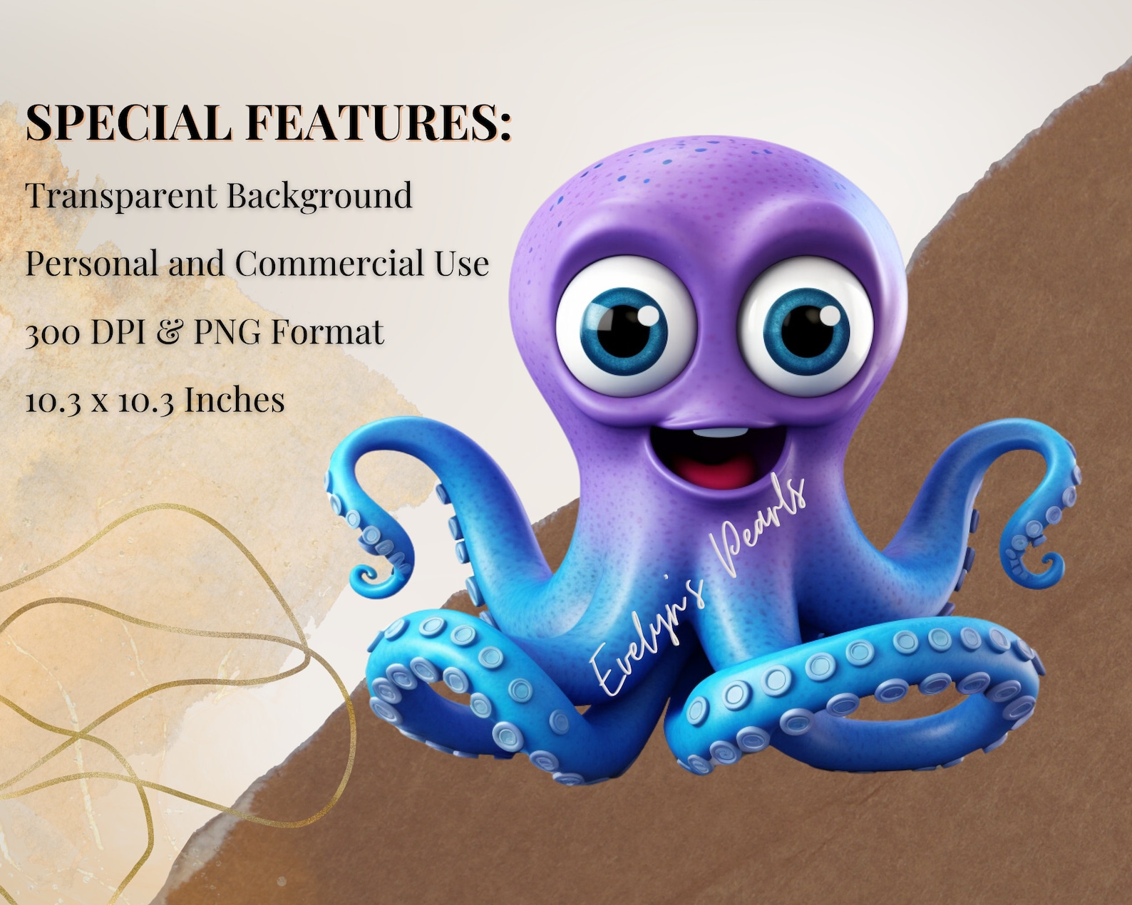 Octopus Clipart Sea Life PNG Sea Creature Clipart Under the Ocean ...