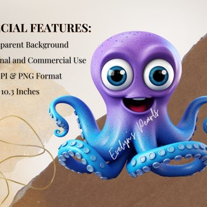Octopus Clipart Sea Life PNG Sea Creature Clipart Under the Ocean ...