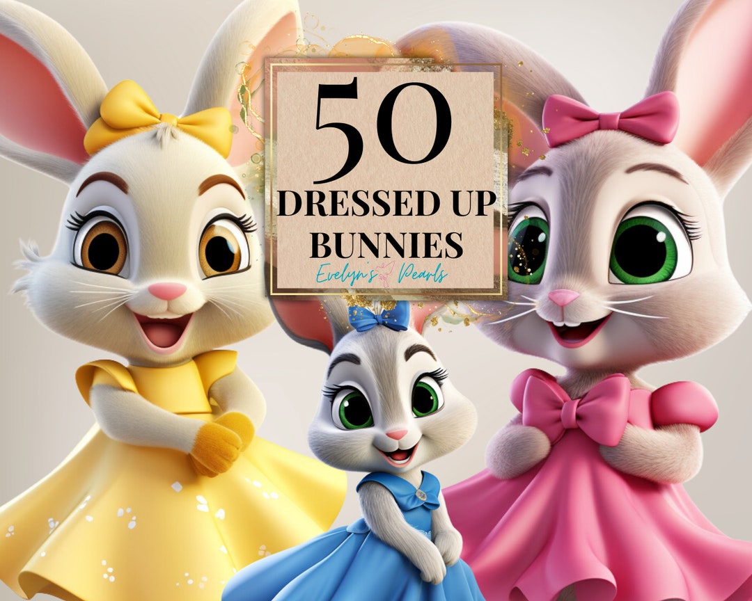 Rabbit Clipart Cute Rabbit PNG Dressed up Bunnies Clipart Cartoon ...